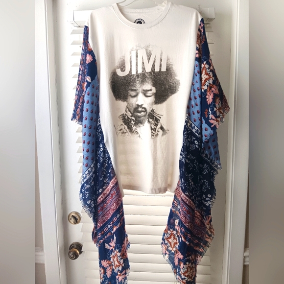 Tops | Jimi Hendrix Upcycled Graphic Teeponcho Kimono Top | Poshmark